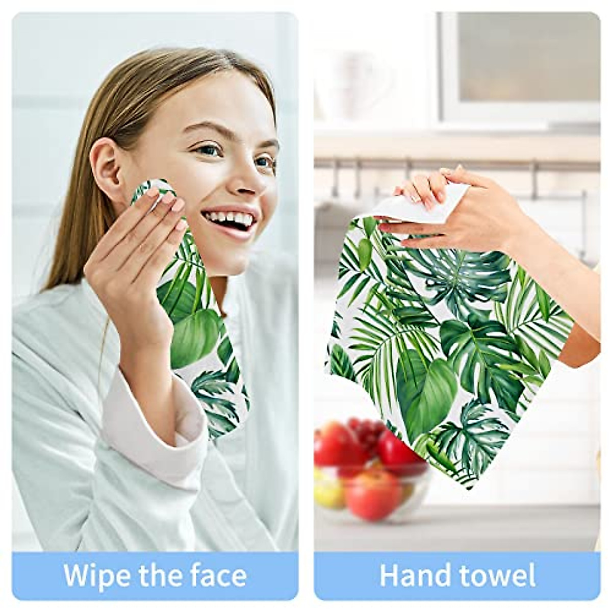 ALAZA Wash Cloth Set Tropical Palm Leaves(29c2) - Pack of 6, Cotton Face Cloths, Highly Absorbent and Soft Feel Fingertip Towels(238rh9a)
