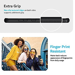 TUDIA DualShield Designed for LG V40 ThinQ Case, [Merge] Shockproof Military Grade Drop Protection Dual Layer Slim Protective Case Cover - Matte Black