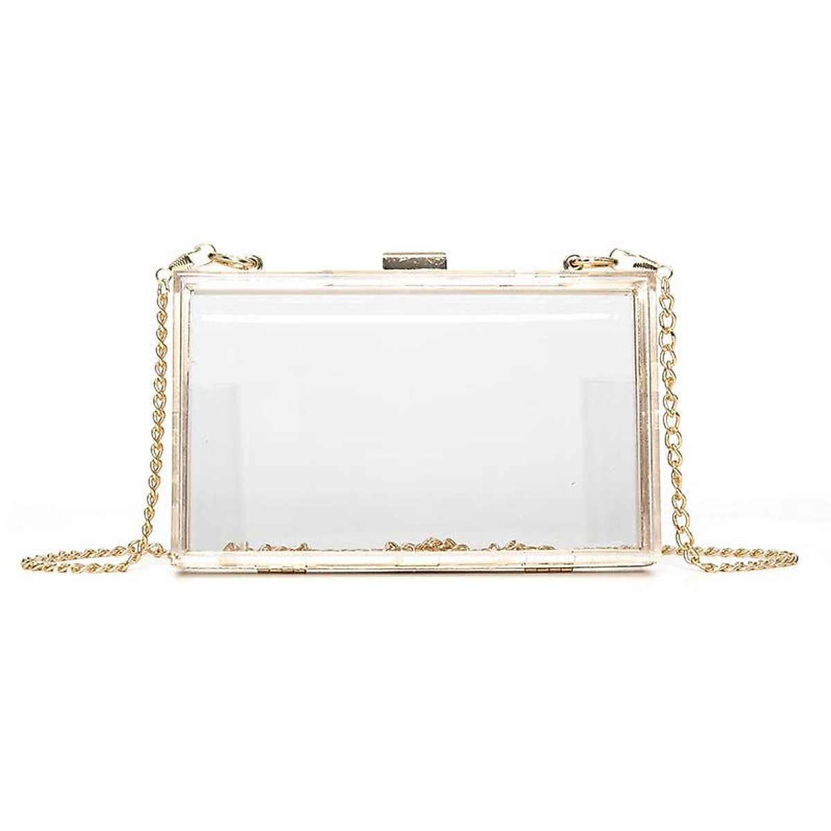 Transparent Acrylic Clutch Bag, Women Clear Acrylic Purse, 1-Piece Transparent Clutch Bag, Personalized Transparent Shoulder Bag With Detachable Gold Bag Chain For Laser Engraving Crafts, Gift, Party