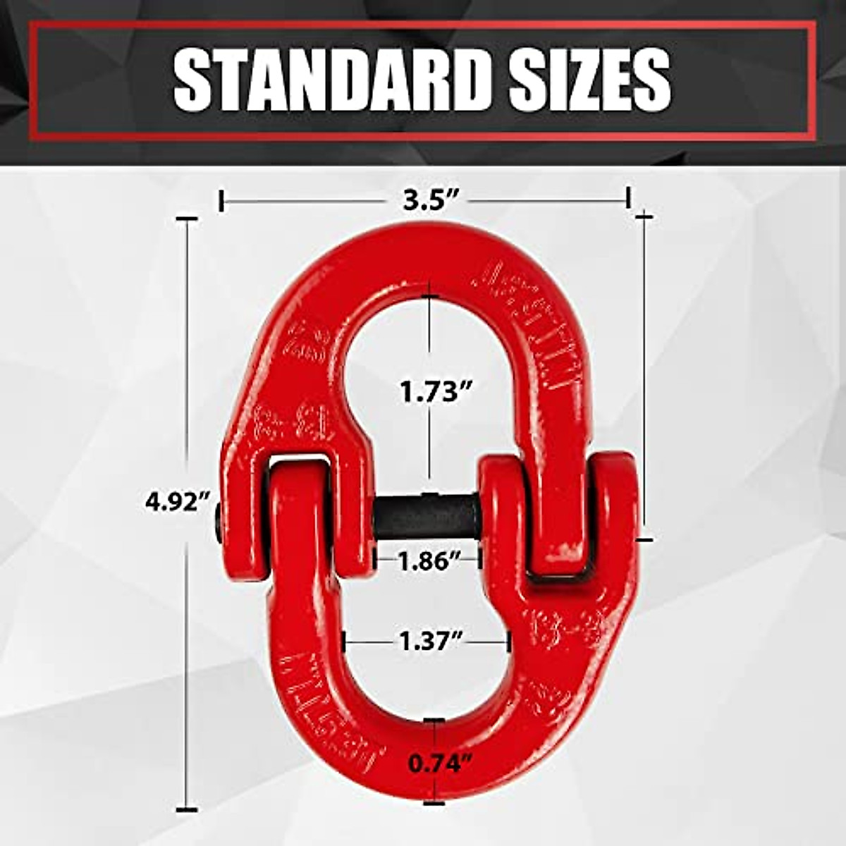 VIAGL 2 Pcs Safety G80 Hammerlock Coupling Link, Heavy Duty Alloy Steel Connecting Link 1/2 Inch Tow Hitch Hammer Lock Chain Connector, 12000 lbs Working Load Limit