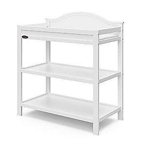 Graco Clara Changing Table (White) - GREENGUARD Gold Ceritifed, Includes Bonus Water-Resistant Changing Table Pad with Safety Strap, 2 Open Shelves