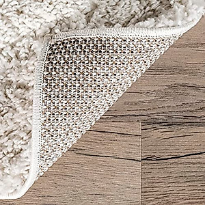 nuLOOM Marleen Contemporary Shag Area Rug, 4' Round, White