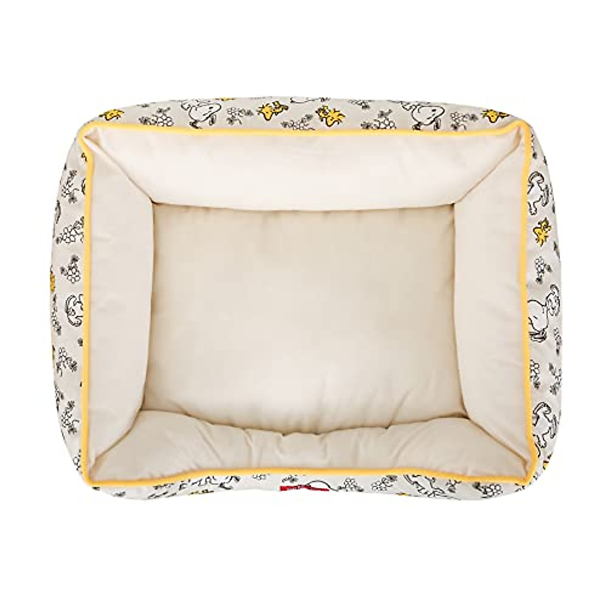 Peanuts for Pets Snoopy & Woodstock Cuddler Dog Bed in Beige | Elevated Dog Bed With Raised Rim | Plush and Comfortable Machine Washable Dog Bed for All Dogs, 24" x 19" x 8"