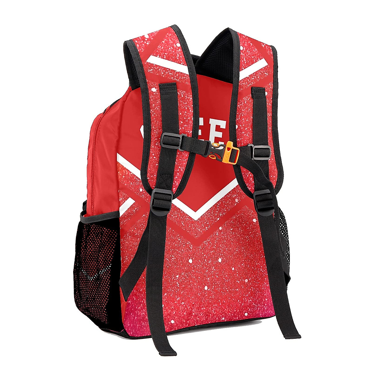 Cheer Cheerleader Red Backpack with Name Text Custom Laptop Bag for Work Travel Office