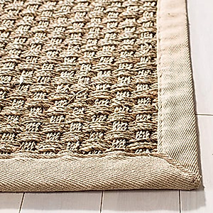 SAFAVIEH Natural Fiber Collection 2' x 3' Beige NF114A Border Basketweave Seagrass Accent Rug