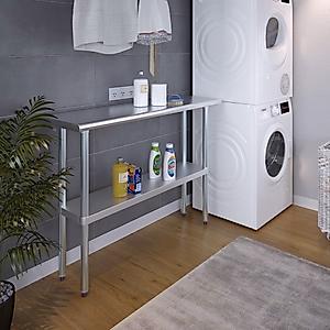 AmGood 14 in. x 48 in. Stainless Steel Work Table | Metal Kitchen Food Prep Table | NSF