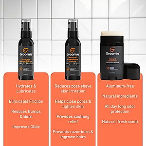 Groomie Crispy AF, Shaving & Grooming Kit for Bald Men - Set Includes BaldiePro Electric Razor, Pre-Shave Oil, Aftershave, Deodorant & Travel Carrying Case - All-in-One Head Shaver Kits for Men