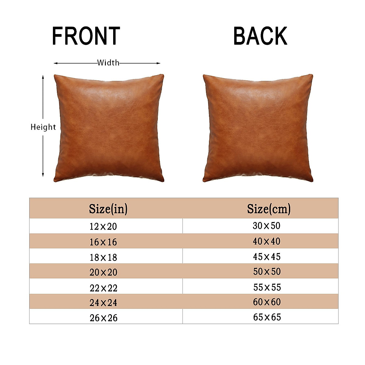 GEGELICA Faux Leather Throw Pillow Covers 18X18 Inch Set of 2 Brown Outdoor Modern Farmhouse Solid Decorative Pillow Covers for Room Couch Living Bedroom Bed Sofa