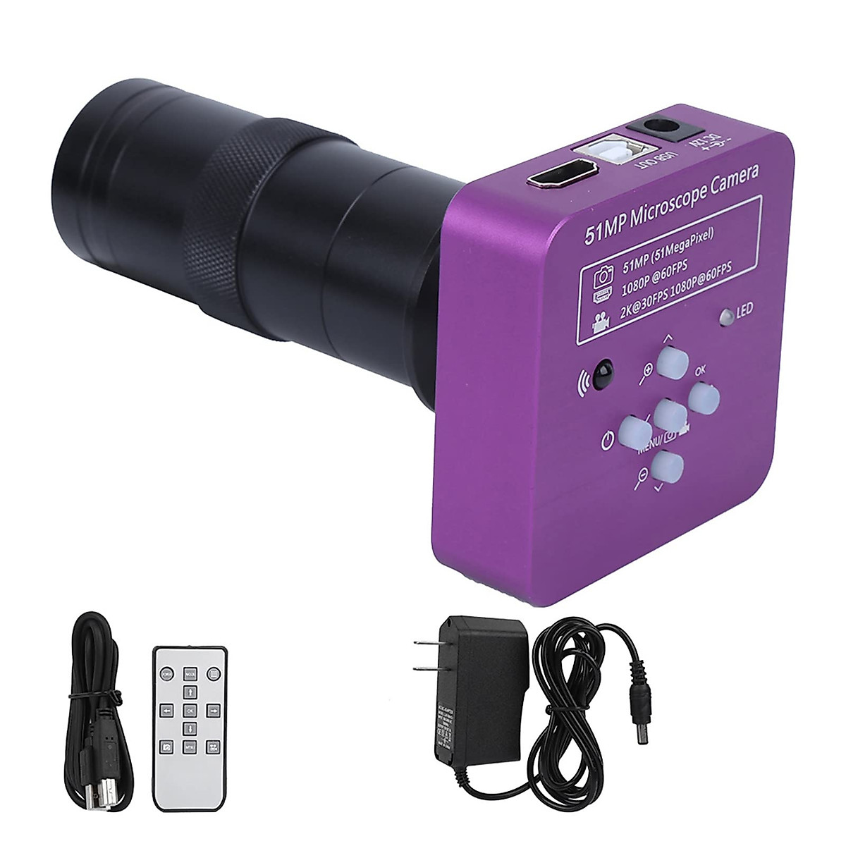 Electronic Digital Industrial Electronic Digital Video Camera,High Definition Microscope Camera Video Microscope Camera 120X C Mount Lens with WB Color Correction Automatic