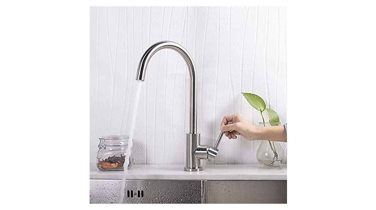 Trywell Single Hole Kitchen Faucet Prep Bar Sink Tap One Handle Lever Brushed Solid Stainless ...