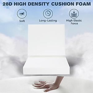 Favoyard Outdoor Deep Seat Cushion Set, 22 x 22 Inch Rainproof & 3-Year Fade Resistant Patio Furniture Cushions, Removable Seat Bottom & Back Cushion Covers with Ties for Chair, Sofa, Couch, Beige