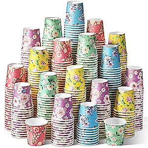 500 Pcs Tasting Paper Cups 2oz Disposable Mouthwash Cup Mini Beverage Drinking Cup Small Snack Cup for Kid Adult Home Bathroom Kitchen Picnic Travel Events Party Supplies Favors (Retro Flower)
