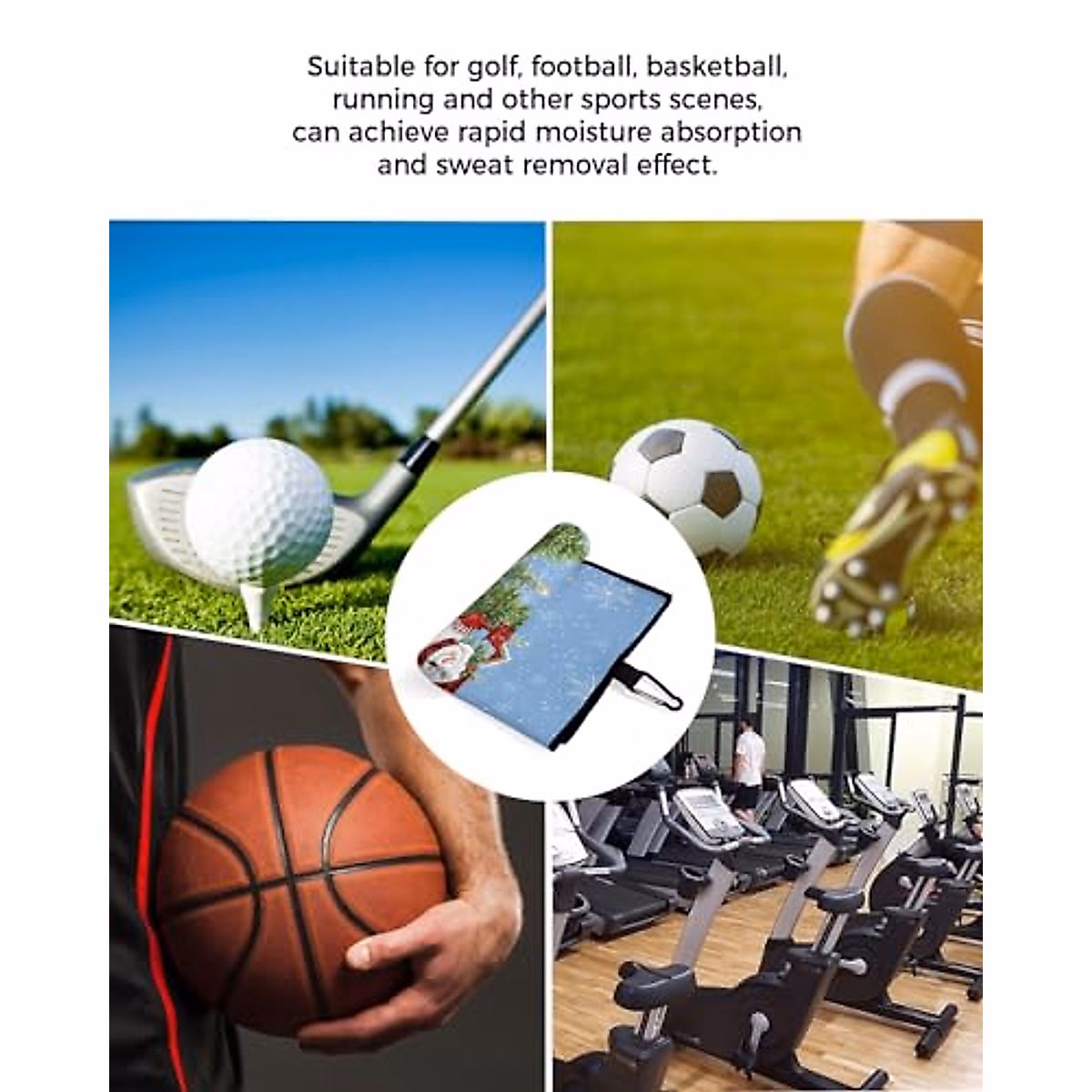 Golf Towel Christmas Snowman Xmas Tree Cardinal Blue,Waffle Pattern Microfiber Club Cleaner Golf Towels with Carabiner Clip for Women Men Dad,Winter Snowflake Golf Towel for Golf Bags,24x16in