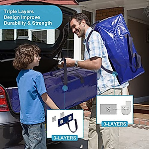 6 Pack Moving Bags Heavy Duty Extra Large with Reinforced Handles & Backpack Straps & Zippers, Storage Totes Moving Totes for Space Saving, Waterproof Packing Bags for Moving, Camping, Traveling, 90L