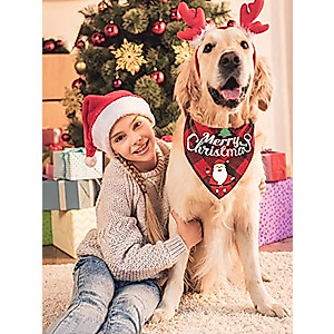 Gorvalin 3 Pack Green and Red Plaid Dog Bandana, Classic Square Plaid Holiday Dog Pet Bandanna Scarf Dog Bib Adjustable Reversible Kerchief Scarf for Small to Large Dogs Puppy Cats Pets