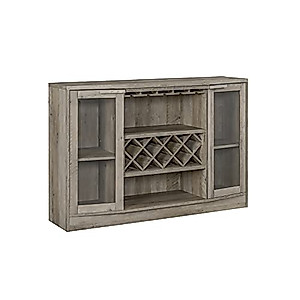 Home Source Jill Zarin Bar Cabinet with Two Curved Glass Doors in Stone Grey Finish