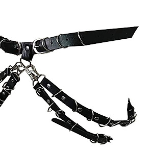 HUI GUO Women's Body Chain Belt Leather Gothic Punk Metal Tassel Waist Belt Adjustable Buckles Vintage Black Rocker for Costume