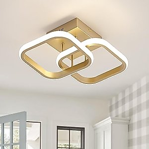 AMZASA Gold Hallway Light Modern LED Ceiling Light Mini Close to Ceiling Lamp for Balcony Corridor Closet Bedroom Bathroom Kitchen 4000K Neutral Light