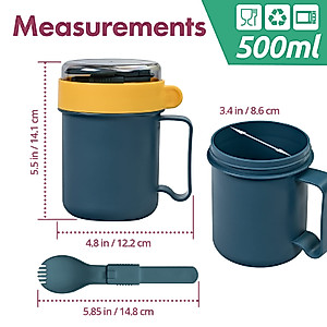 Chiir Microwave Soup Mugs with Lids, Microwave Safe Mug for Ramen Noodles, Soup, Beverages, 17.63 Ounces, 2-Tone, Yellow, Navy