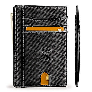 BULLIANT Slim Wallet, Skinny Minimal Thin Front Pocket Wallet Card Holder For Men 7Cards 3.15"x4.5",Gift-Boxed