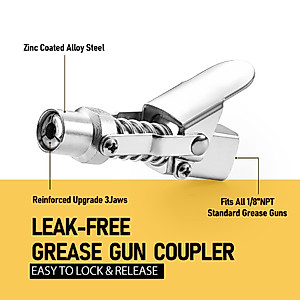 ATIVERE Electric Grease Gun Drill Adapter with 14 OZ Load, Locking Grease Gun Coupler, 12 Inch High Pressure Hose, Extension Rigid Pipe, Pneumatic Tool, Universal Conversion Gun Head