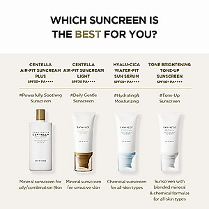 SKIN1004 Madagascar Centella Air-fit Suncream Light SPF 30 PA++++ 1.69 fl. oz(50ml) | Lightweight Formula| for Sensitive Skin | Physical Suncream