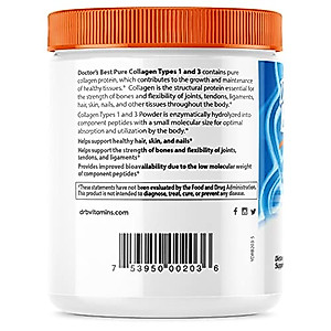 Doctor's Best Pure Collagen Types 1 & 3, Promotes Healthy Skin Hair & Nails – Bone & Joint Support, 7.1 Ounce (Pack of 1)