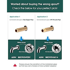 LOCALAND Slip-On Extra Long Tub Spout with Diverter, 1/2 Inch Slip Fit Connection,Chrome Plated