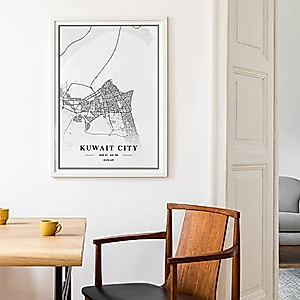 Dear Mapper Kuwait View Abstract Road Modern Map Art Minimalist Painting Black and White Canvas Line Art Print Poster Art Print Poster Home Decor (Set of 3 Unframed) (12x16inch)