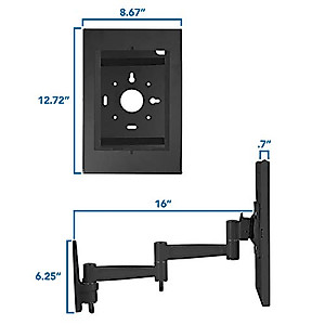 Mount-It! Swing Arm Wall Mount for iPad, iPad Pro, iPad Air, Samsung Tab A | Articulating iPad 10.2 Locking Kiosk | Secure Tablet Wall Mount Compatible With 10.2 and 10.5" Tablets (MI-3774B_G7), Black