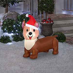 Gemmy Christmas Airblown Inflatable Corgi Dog, 2.5 ft Tall, Brown