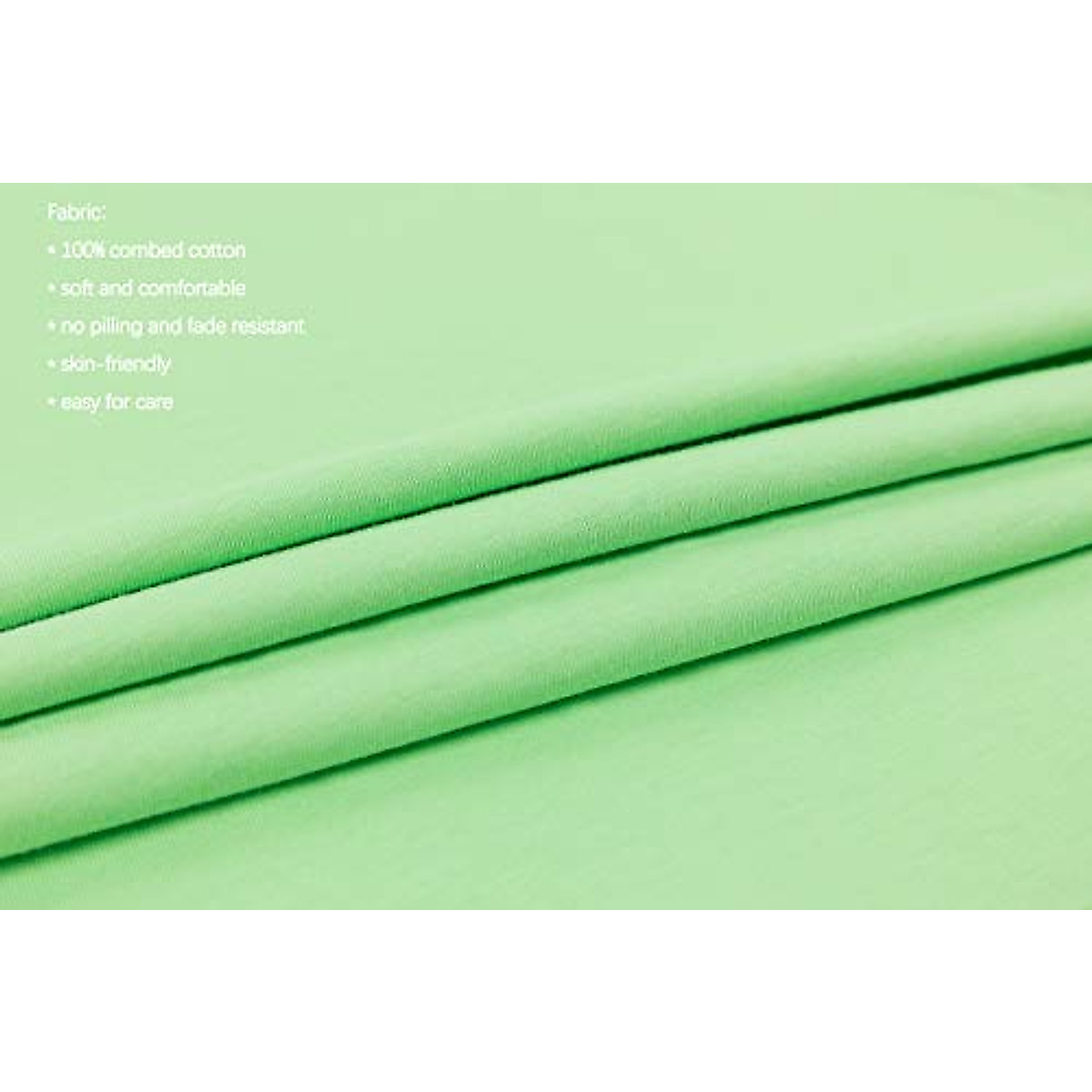 ALWAYSONE Kid's Short Sleeve T-Shirt Girls' Cotton Jersey Tee Crewneck Boys' T-Shirts Solid and Striped Tee Shirt 3-12 Years (Light Green-m)