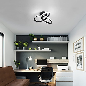 DAXGD Modern LED Ceiling Light 22W Spiral Design Ceiling Lighting Fixtures 6000K Cool White Light Ceiling Lamps for Corridor Aisle Hallway Balcony Bedrooms Kitchen Office (Black)