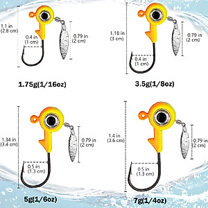 THKFISH Jig Heads Crappie Jigs Fishing Hooks Jig Heads for Fishing Crappie Lures Fishing Jigs for Freshwater 20pcs, 1/14oz