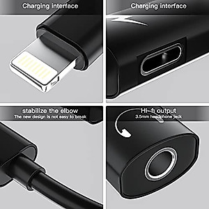 Lightning to 3.5mm Adapter for Iphone Headphone Splitter Audio Charger Jack Cable 2in1 Dongle AUX Cord Converter for Apple MFI Certified 13 12 11 Pro Max 7 8Plus X Ipad Earphone Headset Adaptador Para