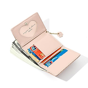YaJaMa Women Wallet Leather Cute Cat Small Tri-folded Credit Card Case Holder Organizer Purse with ID Window for Teen Girls (Green)