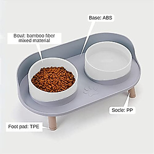 FUUIE Bowls for Food and Water Pet Cat Double Bowls Feeder Adjustable Height Cats Dogs Drinker Water Bowl Dish Elevated Feeding Food Feeders Cat Dog Supplies (Color : Blue)