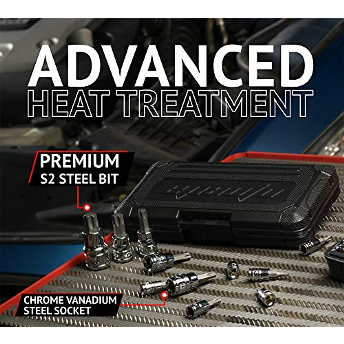 EPAuto Torx Bit Socket Set, Star Socket T8-T60, Cr-V, 13 Pieces