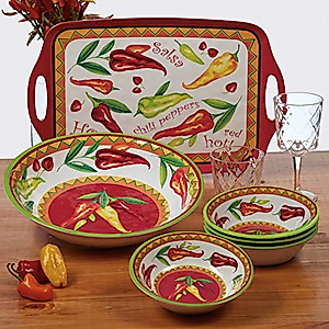Certified International Red Hot 2 pc Melamine Platter Serving Set, Multicolor