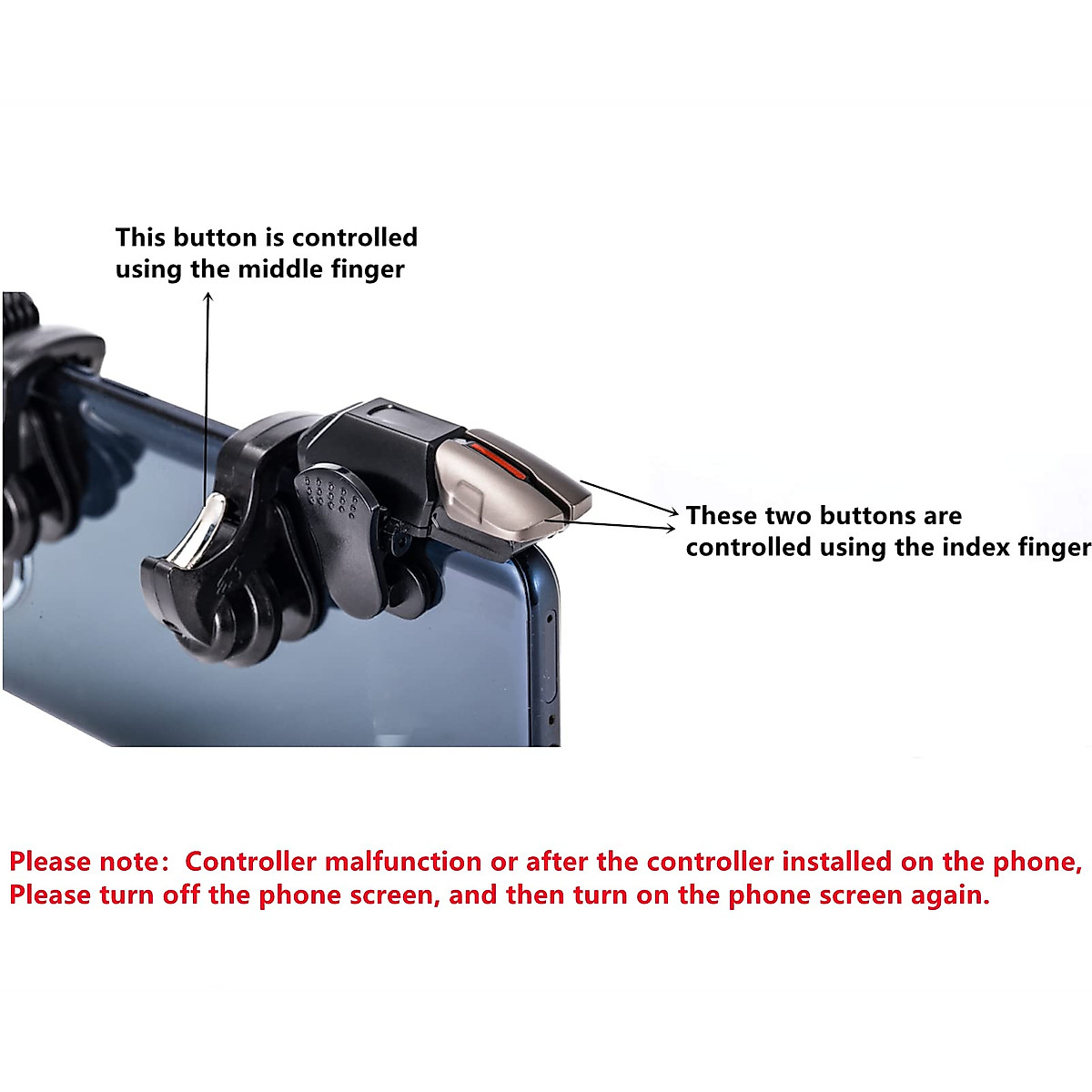 6 Trigger Mobile Game Controller for 6 Fingers Operation with Key Layout Diagram,Joystick Gamepad Compatible with PUBG/Fornite/Call of Duty/Rules of Survival/Knives Out