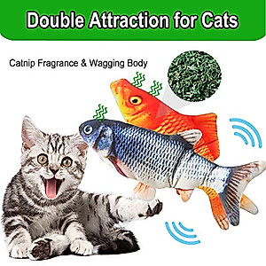 Senneny 2 Pack Electric Moving Fish Cat Toy, Realistic Plush Simulation Electric Wagging Fish Cat Toy Catnip Kicker Toys, Funny Interactive Pets Pillow Chew Bite Kick Supplies for Cat Kitten Kitty