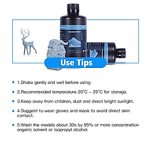 NOVA3D 3D Printer Resin Liquid,Standard Photopolymer,405nm UV Fast Light Curing 3D Printing Excellent Fluidity Resin,for 4K/8K LCD/DLP/SLA Resin 3D Printer Etc,1000g Grey Resin Printing More Models