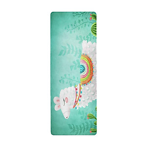 Qilmy Llama Yoga Mat Non-Slip Foldable Sweat Absorbent Travel Yoga Mat with Carrying Bag for Yoga, Pilates, Exercise, Workout, Bikram and Hot Yoga 71 x 26 Inch