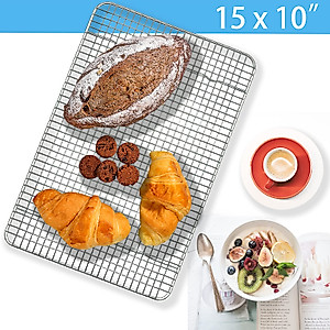 HILELIFE Cooling Rack, Oven Safe, 15 x 10 inches Baking Rack for Oven Cooking, Stainless Steel Wire Rack for Baking