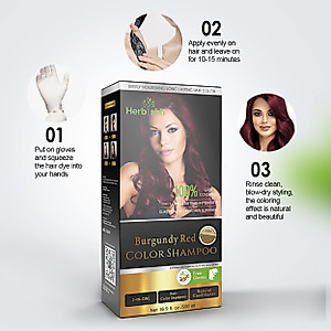 Herbishh Burgundy 3-In-1 Hair Color Shampoo for Gray Hair Magic Hair Dye Shampoo Colors Hair in MinutesLong Lasting500 MlAmmonia-Free