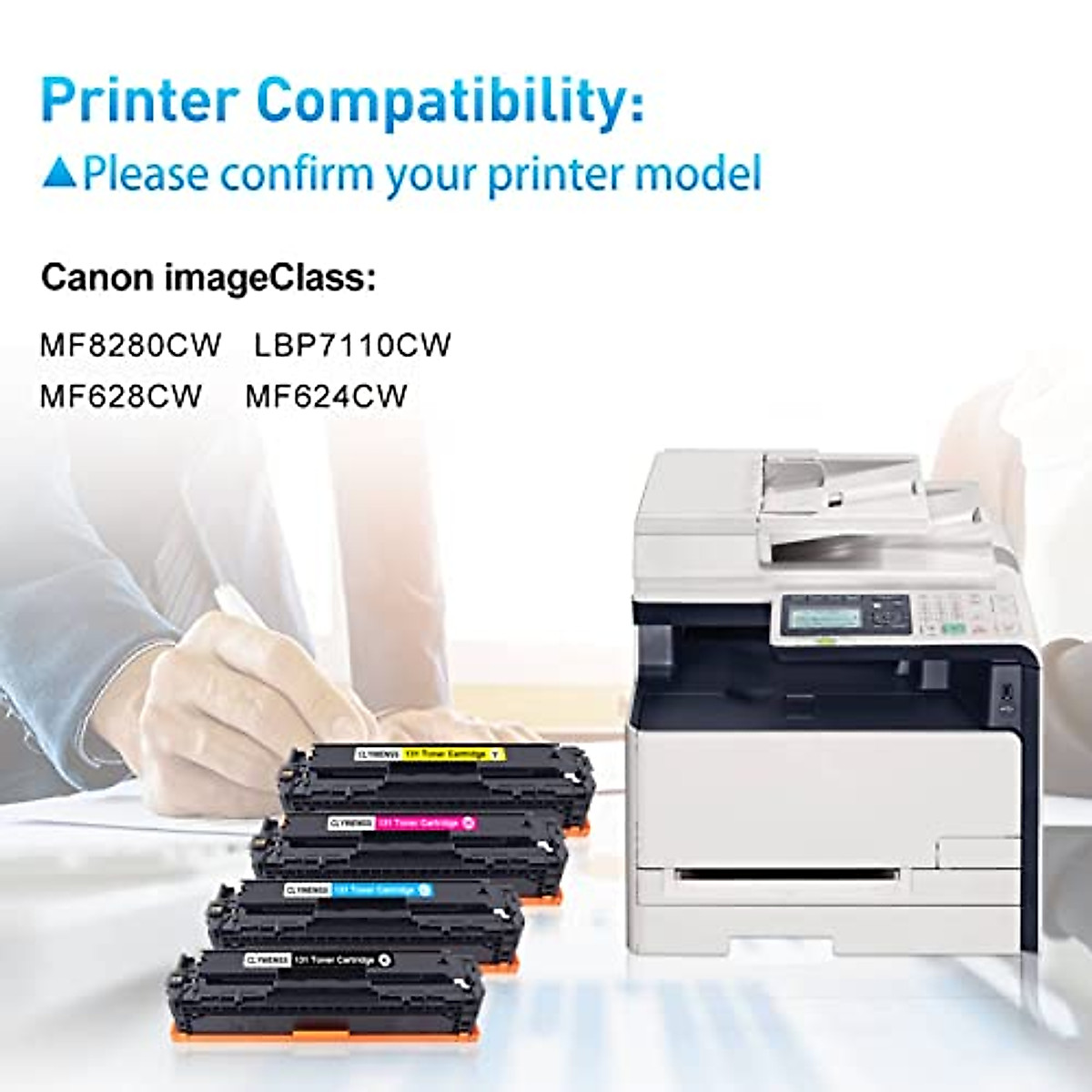 CLYWENSS Compatible crg-131 Toner Cartridges Replacement for Canon 131 131H Toner to use with MF8280Cw MF628Cw MF624Cw LBP7110Cw Laser Printer (Black, Cyan, Magenta, Yellow, 4 Pack)