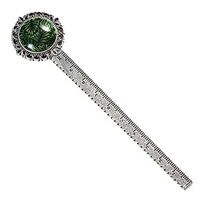 Retro Bookmark with Ruler, Book Markers for Student Kids Teacher Book Lovers, Office School Reading Accessories Gifts, Dark Green Tropical Leaves Pattern