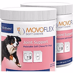 MOVOFLEX Dog Hip & Joint Support for Large Dogs | Veterinarian Formulated Dog Joint Supplement | One Chew A Day | Yummy Dog Treats or Put in Dog Food - Gluten Free | 60 Soft Chews - 2 Pack