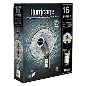 SD Life Wall Mounted Fan Oscillating 16 Inch 3 Speed Remote Control Indoor Outdoor Black