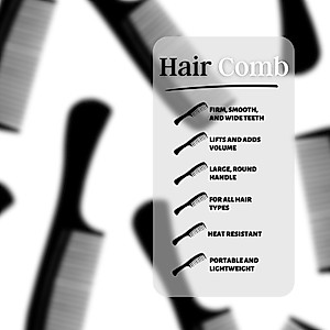 Large Wide Tooth Paddle Comb for Detangling Wet or Dry Hair 8.5-inch Round Handle Styling Combs - Pack of 3 for Men, Women and Kids - Long, Straight, Wavy, Curly and Coarse Hair